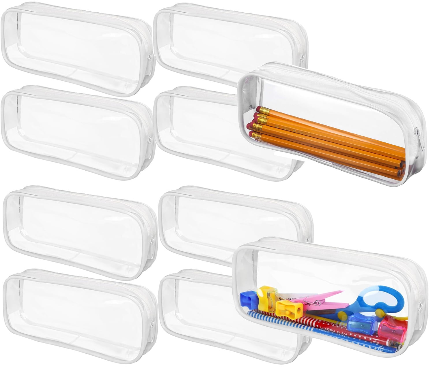 10 Pack Clear Pencil Case,Bexikou Big Capacity Clear Exam Pencil Case ...