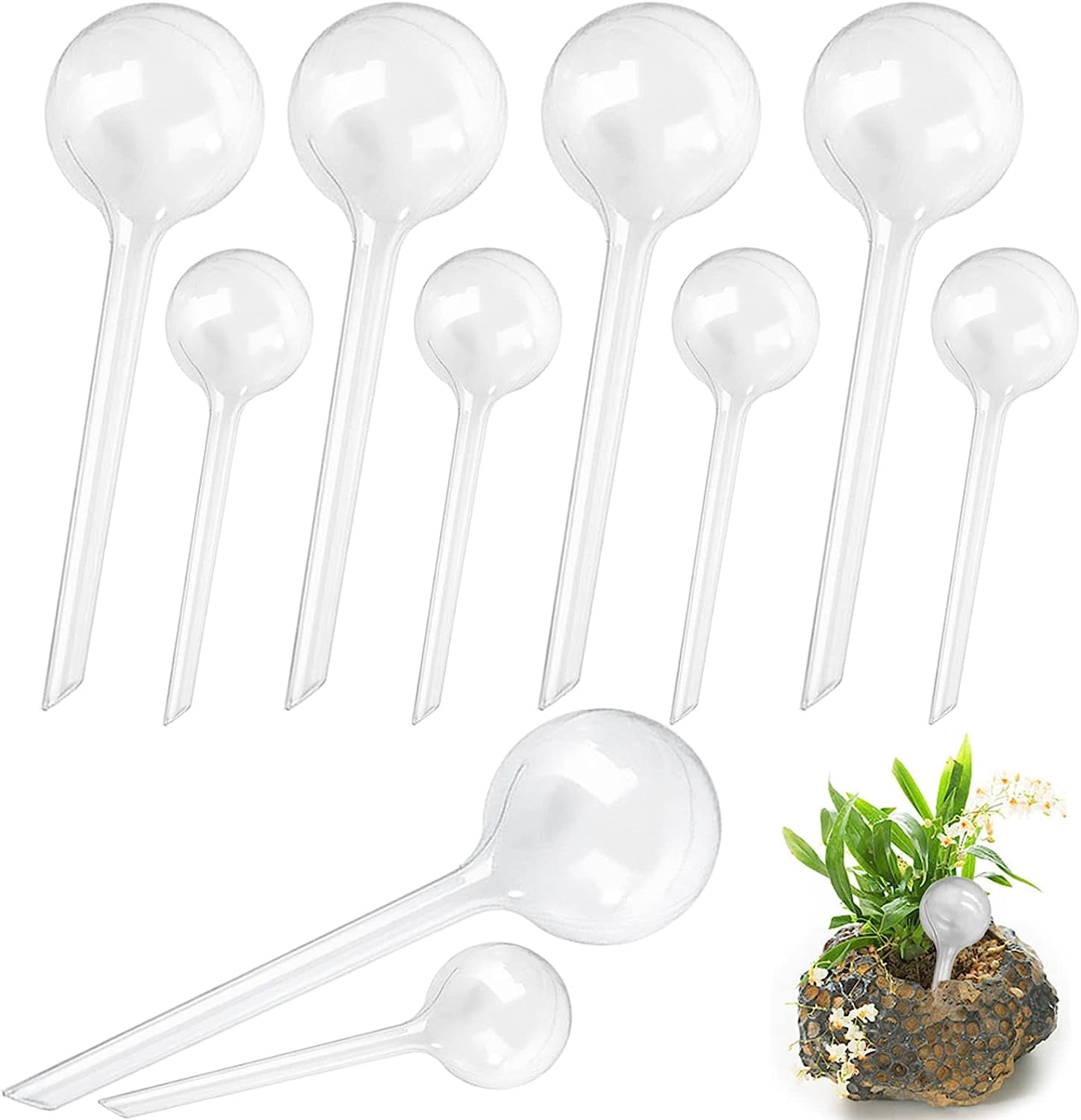 10 Pack Clear Plant Watering Globes,Plastic Self Watering Bulbs for ...