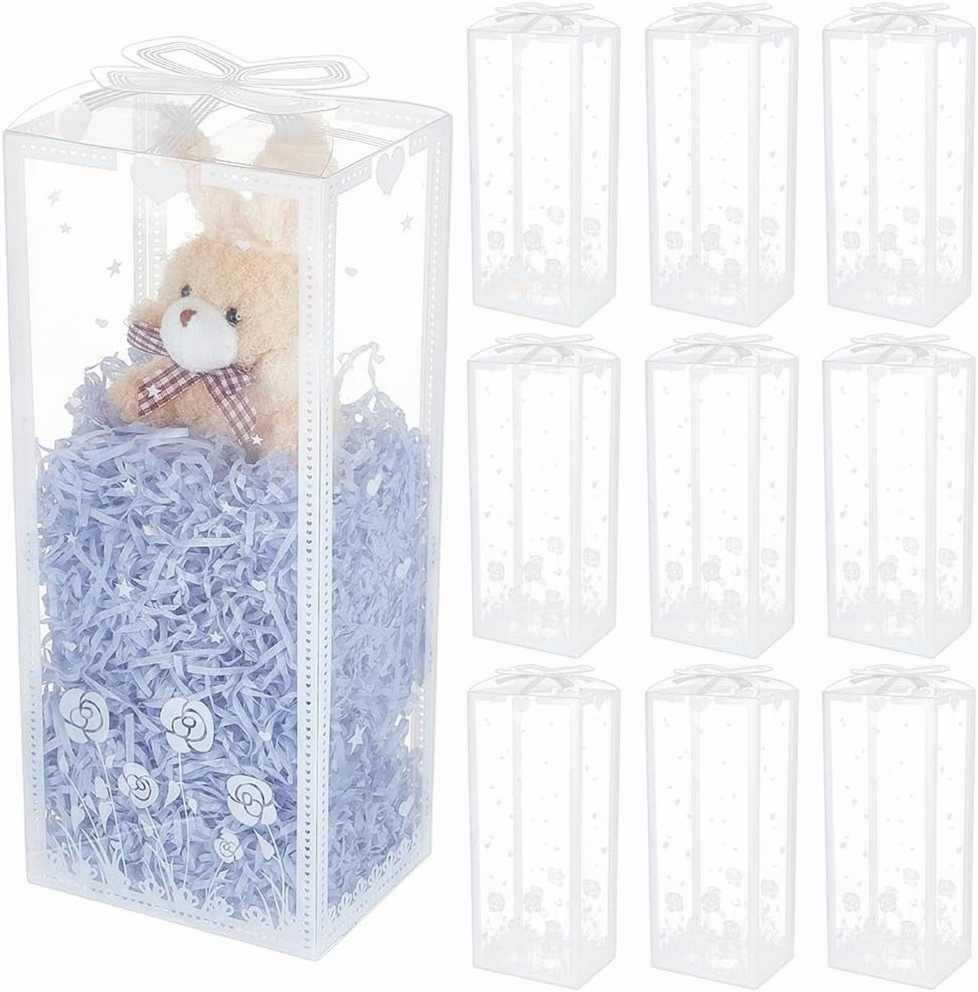 10 Pack Clear Plastic Gift Box with Bowknot 3.1x4.1x9.8inch Rectangle ...