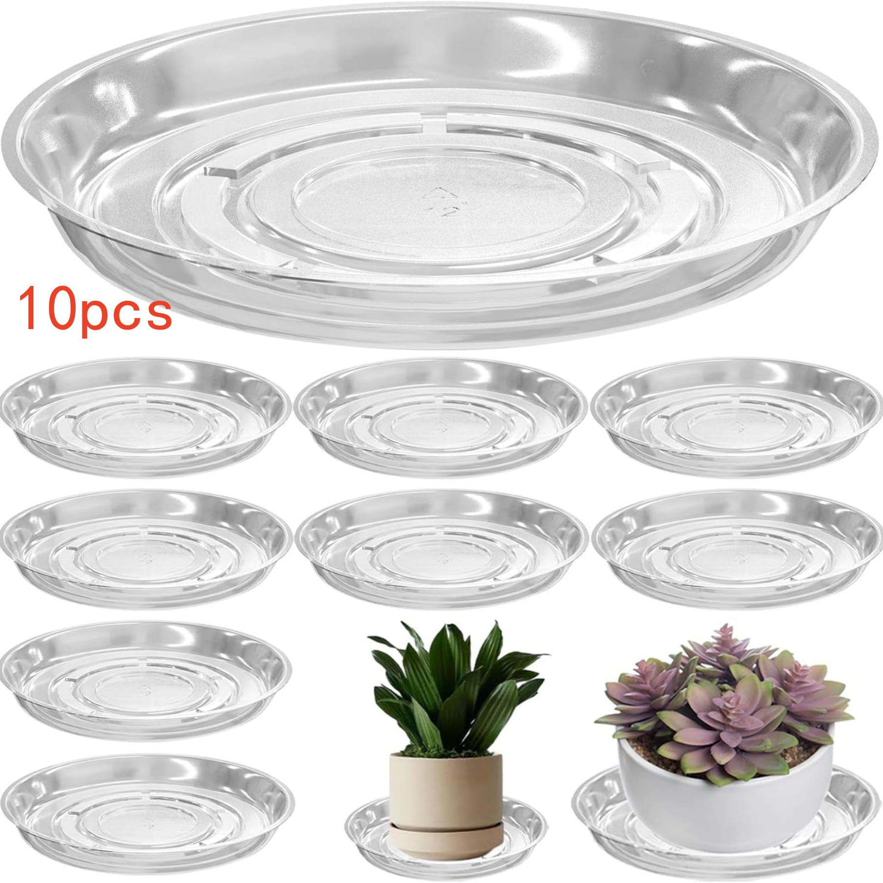 10 Pack Clear Plastic Plant Saucer Drip Trays (12inch) Plant Plate Dish ...