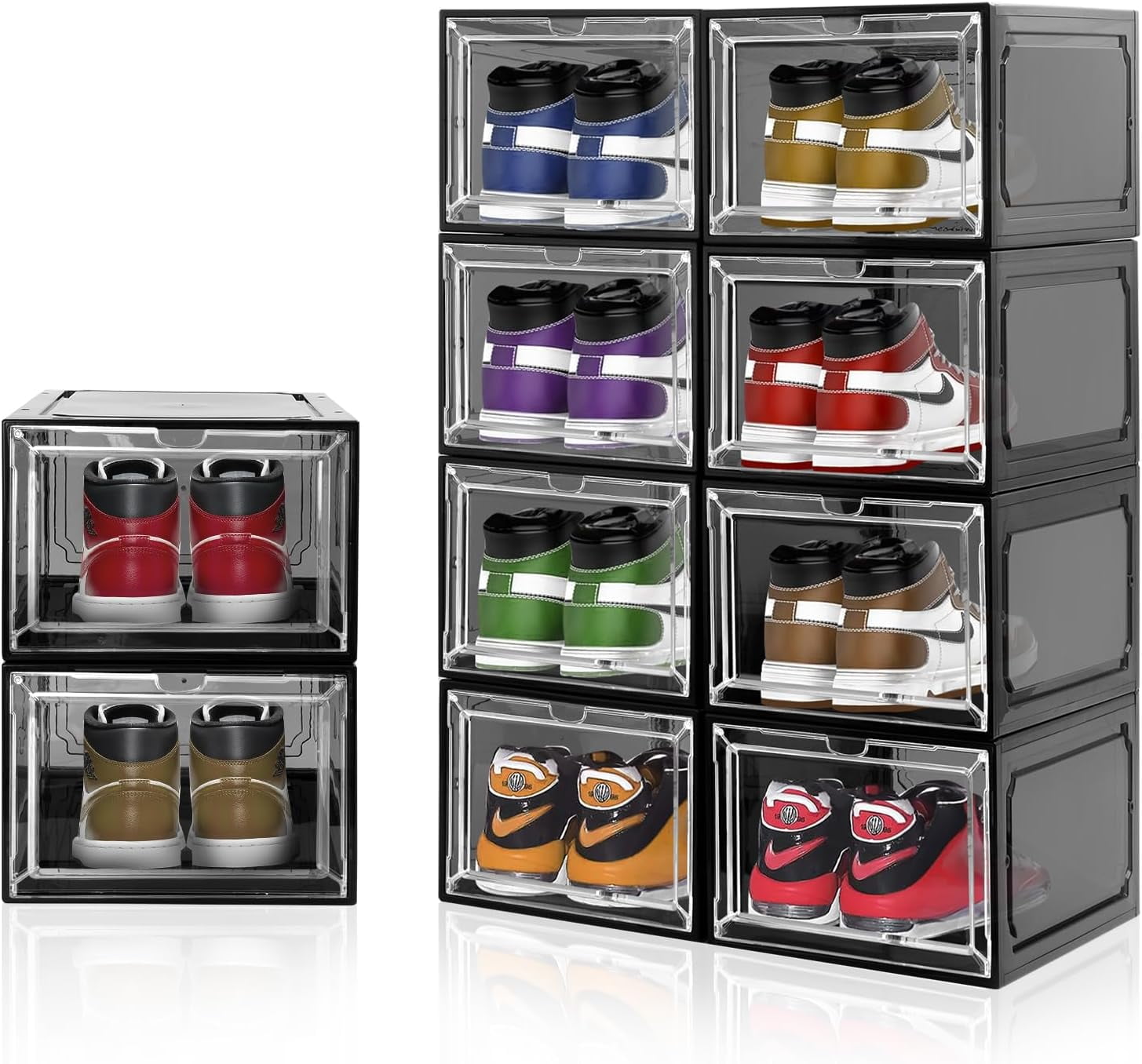 10 Pack, Clear Shoe Boxes Stackable,Shoe Storage Boxes for Closet ...