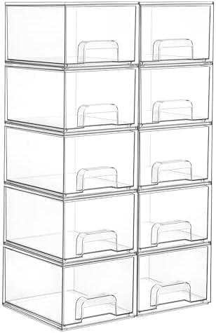 10 Pack Clear Small Stackable Storage Drawers,Acrylic Bathroom Makeup ...