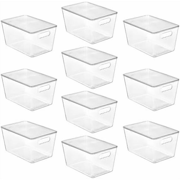 10 Pack Clear Stackable Storage Bins with Lids, Large Plastic ...