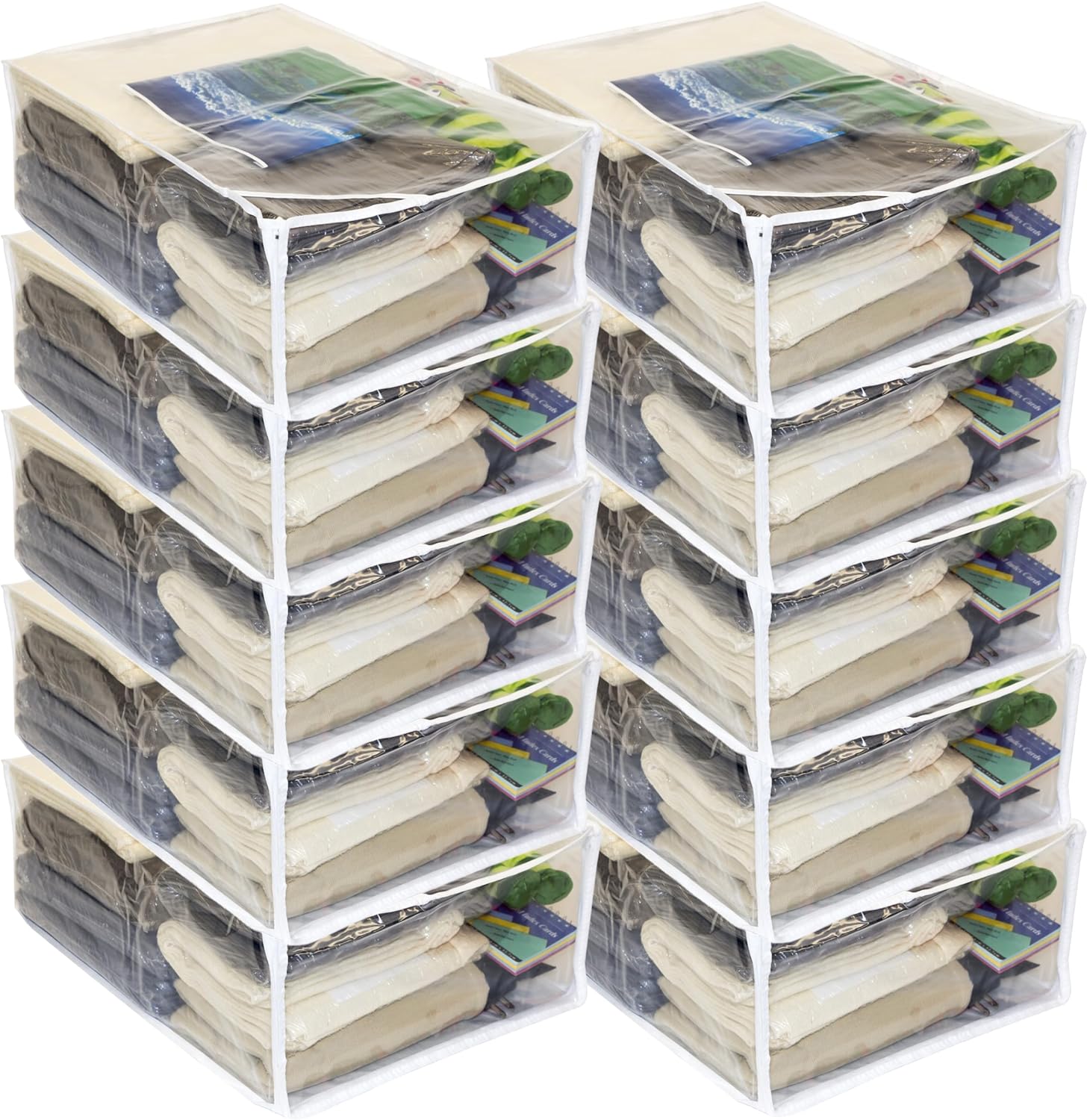 10-Pack Clear Vinyl Zippered Comforter Storage Bags 13 x 19.5 x 6.5 ...