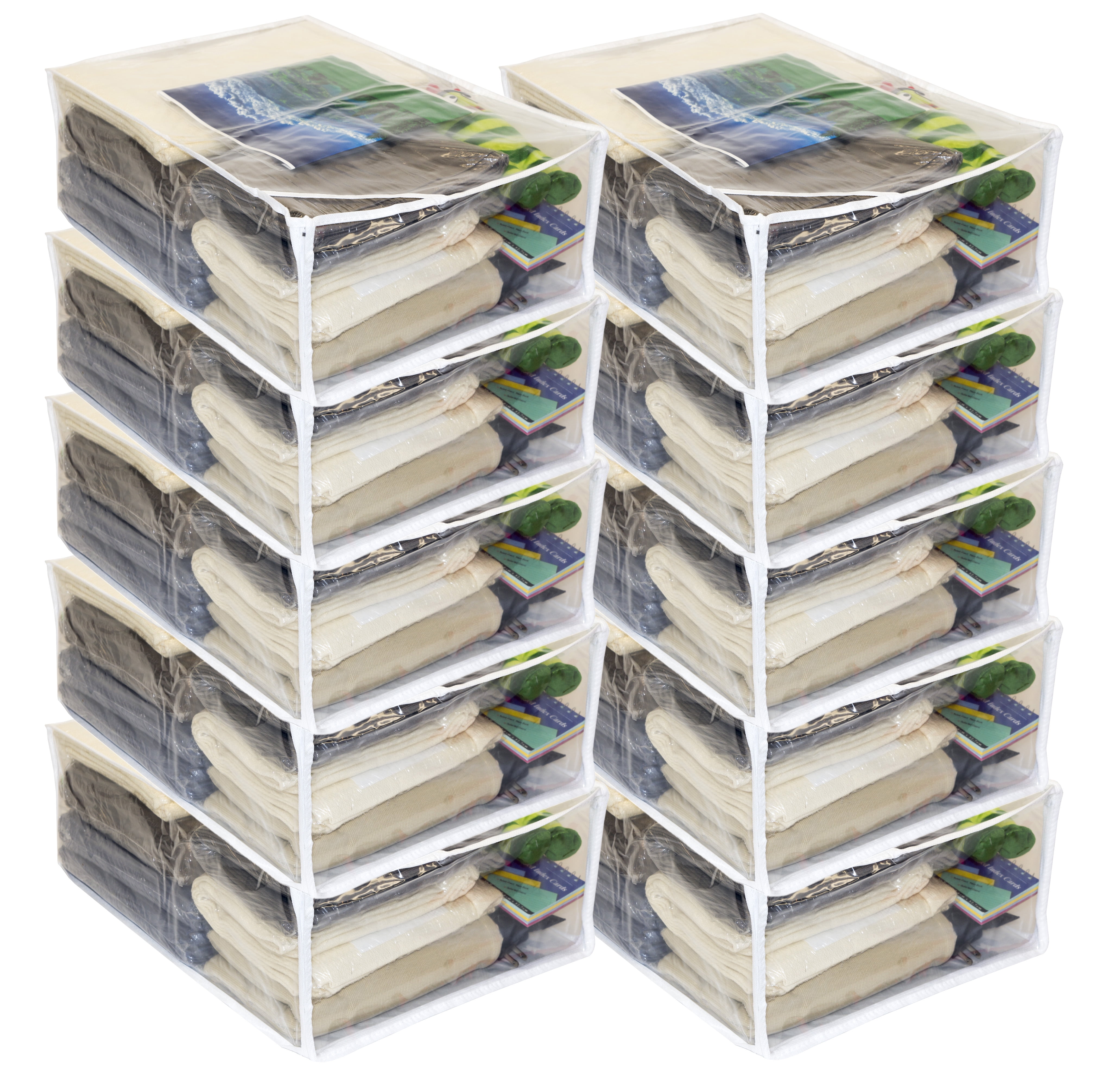 10-Pack Clear Vinyl Zippered Comforter Storage Bags 13 x 19.5 x 6.5 ...