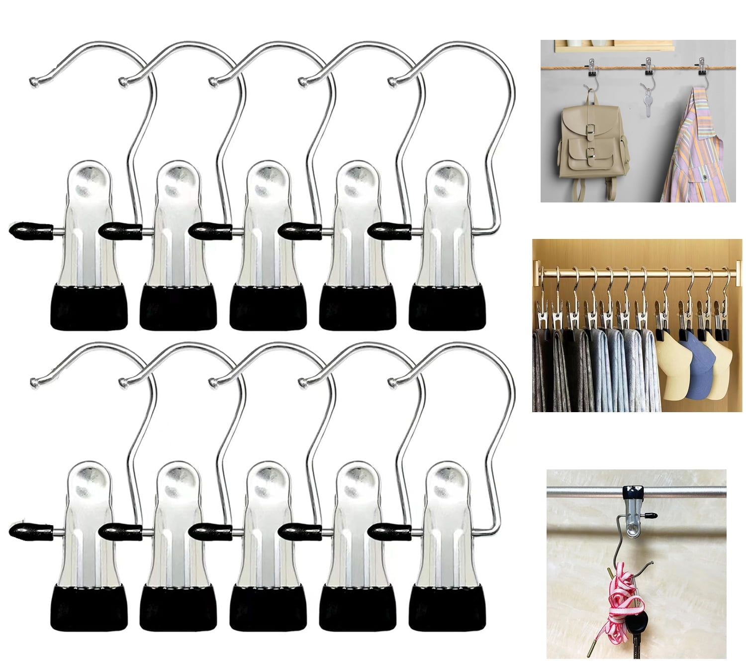 10 Pack Clips for Hanging,Boot Hanger Clips for Closet, Sock Clips for ...