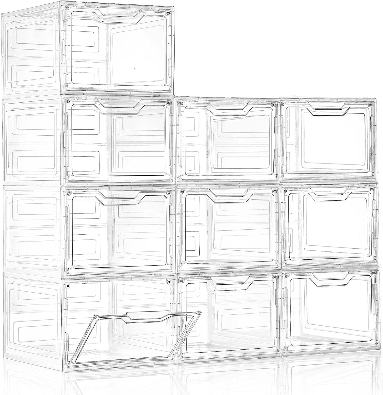 10 Pack Closet Organizers and Storage,Clear Stackable Plastic Storage ...