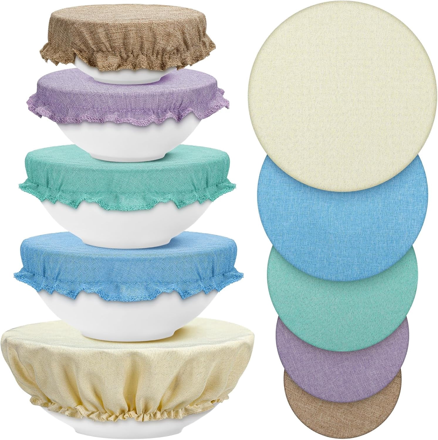 10 Pack Cloth Bowl Covers for Bread Rising - 5 Size Stretch Elastic ...