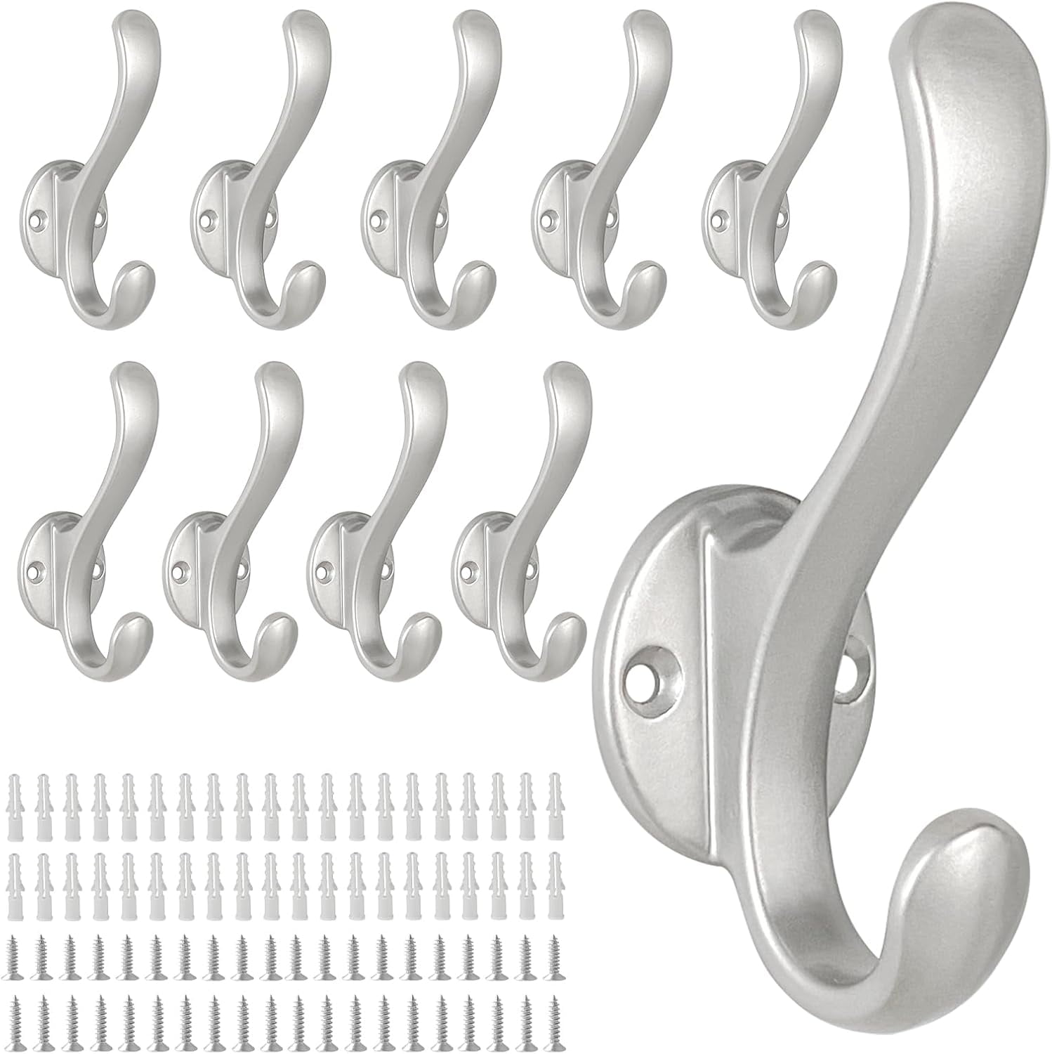 10 Pack Coat Hooks, Wall Mount, Heavy Duty, Utility, Retro Double Hooks ...
