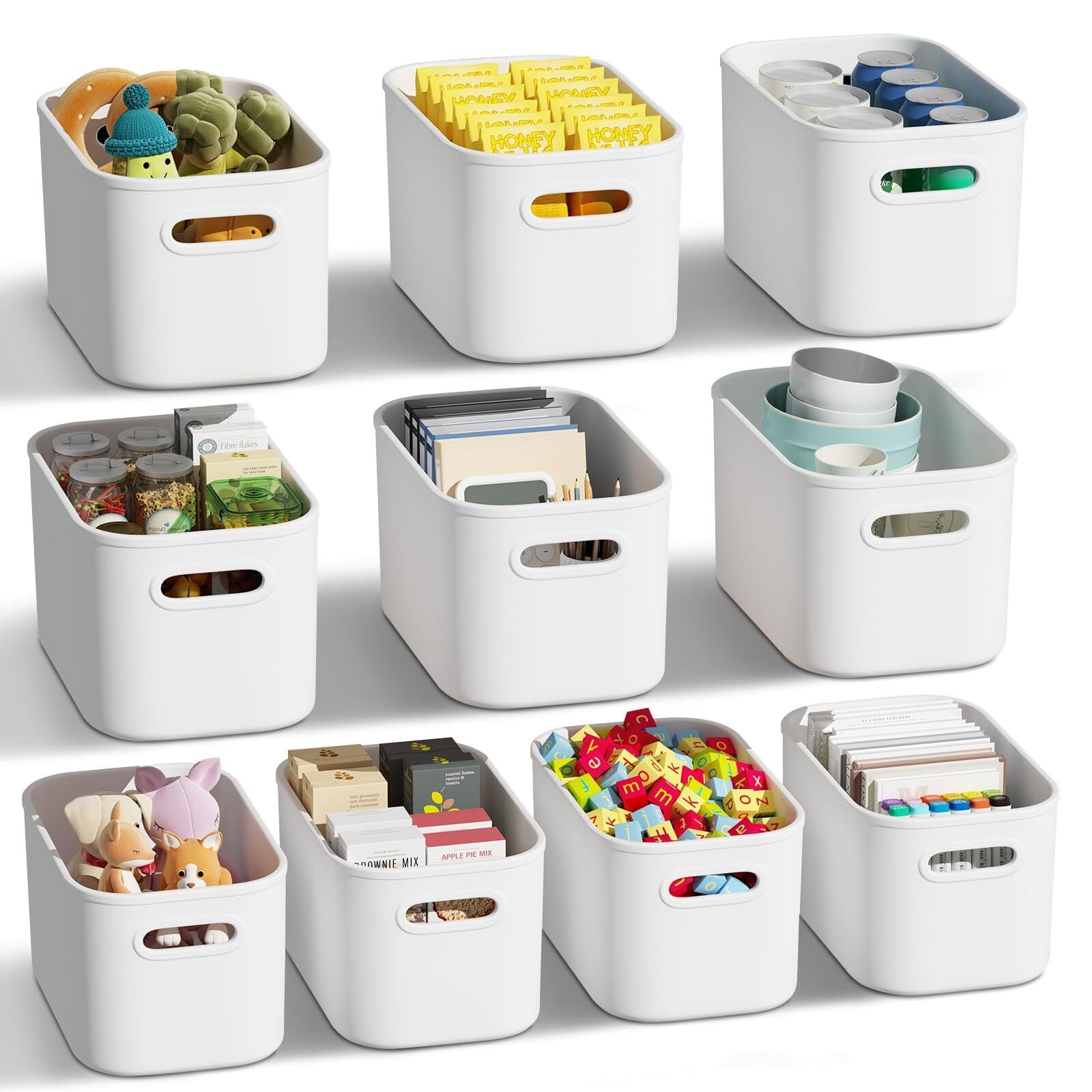 10 Pack Colorful Plastic Storage Bins, Pantry Organizer Bins, Colored ...
