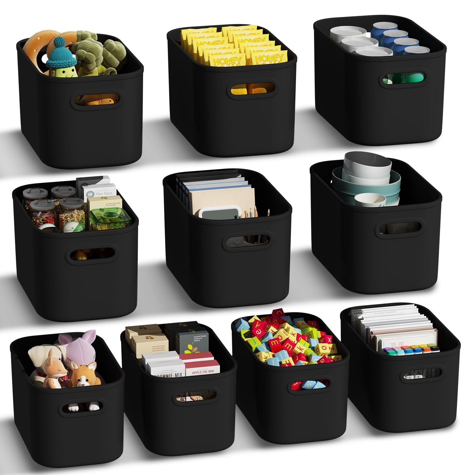 10 Pack Colorful Plastic Storage Bins, Pantry Organizer Bins, Colored ...