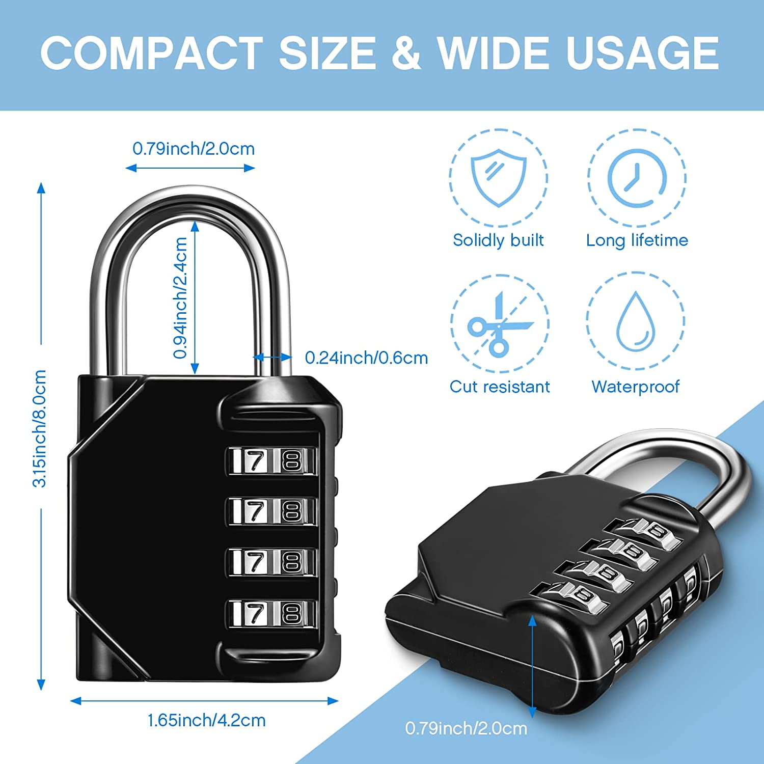 10 Pack Combination Lock Resettable 4 Digit Combination Padlock ...