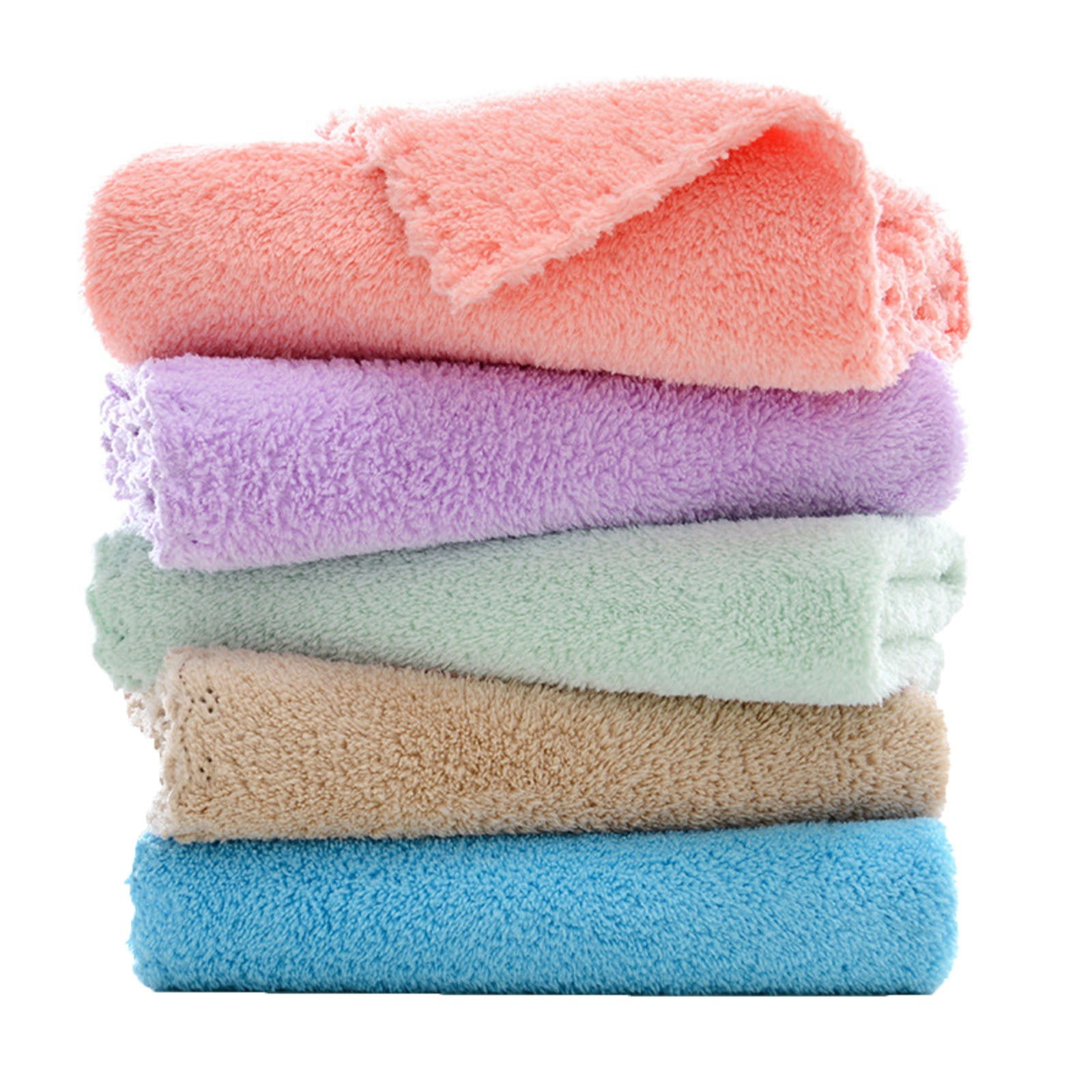10 Pack Coral Fleece Washcloths - Random Color 12x12 Inch Soft ...