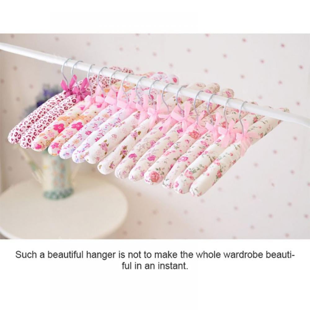 10 Pack Cotton Padded Hangers for Women Clothes,Floral Sweater Hangers ...
