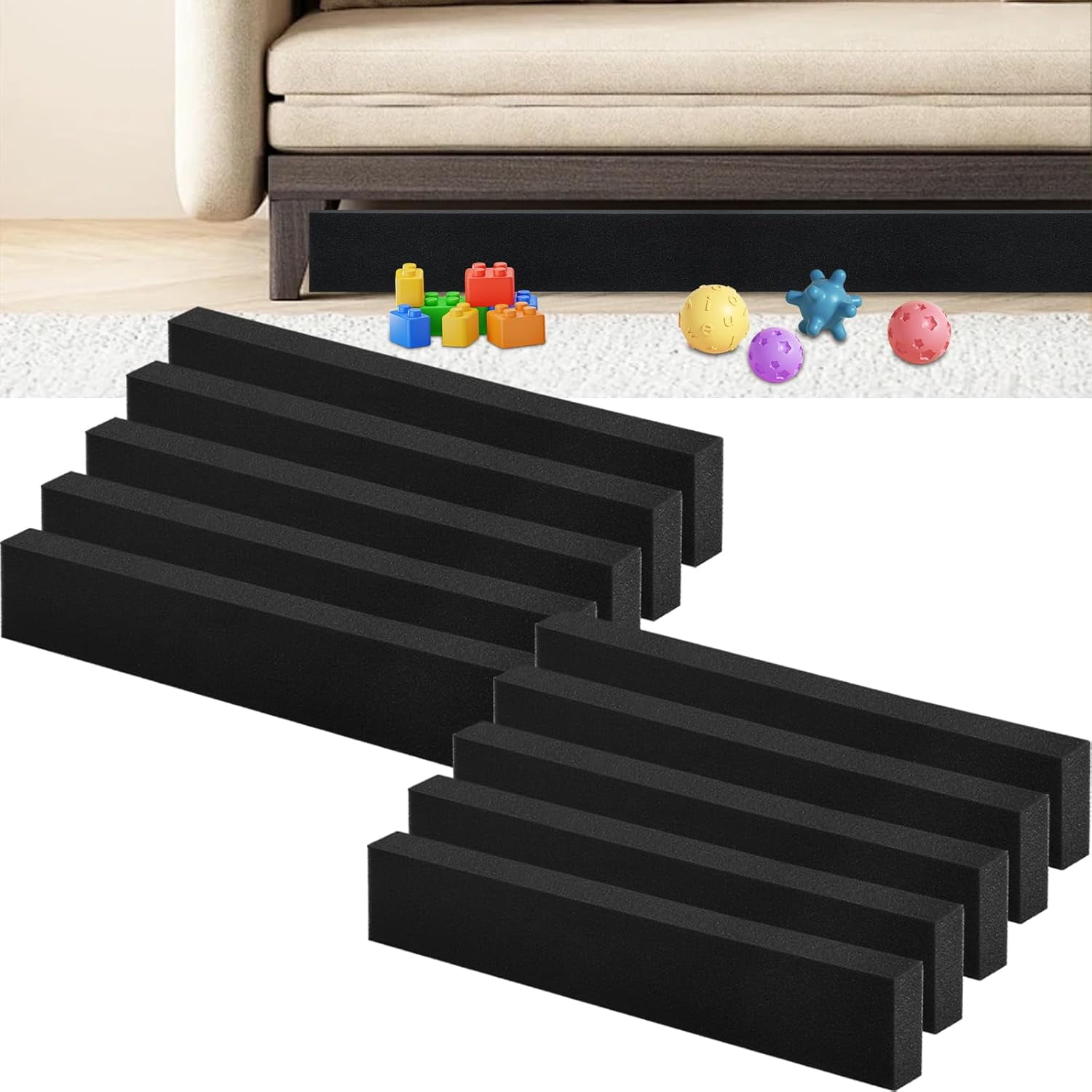 10 Pack Under Couch Blocker, Sponge Under Furniture Blocker, Under Bed ...