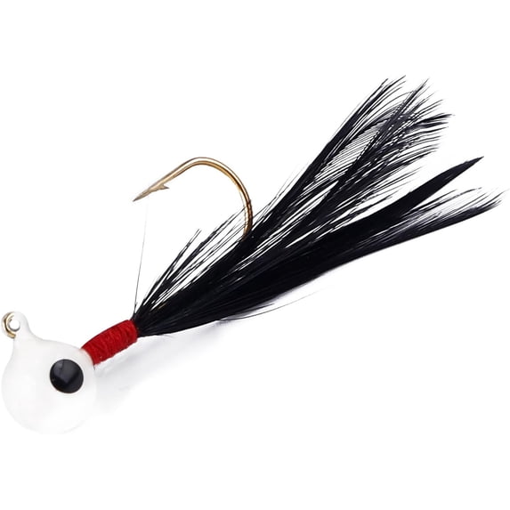 10 Pack Crappie Jig Heads Marabou Feather Jigs Freshwater, Round Ball ...