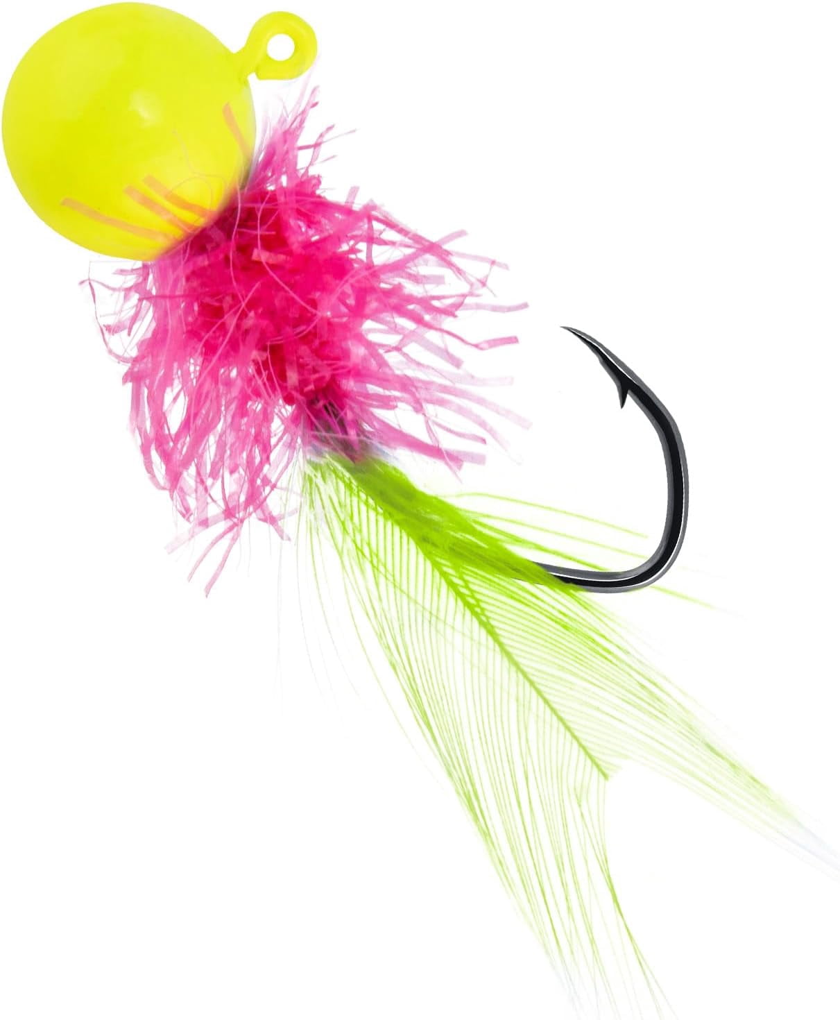 10 Pack Crappie Jigs Marabou Fishing Jig Heads Round Ball Hooks with ...