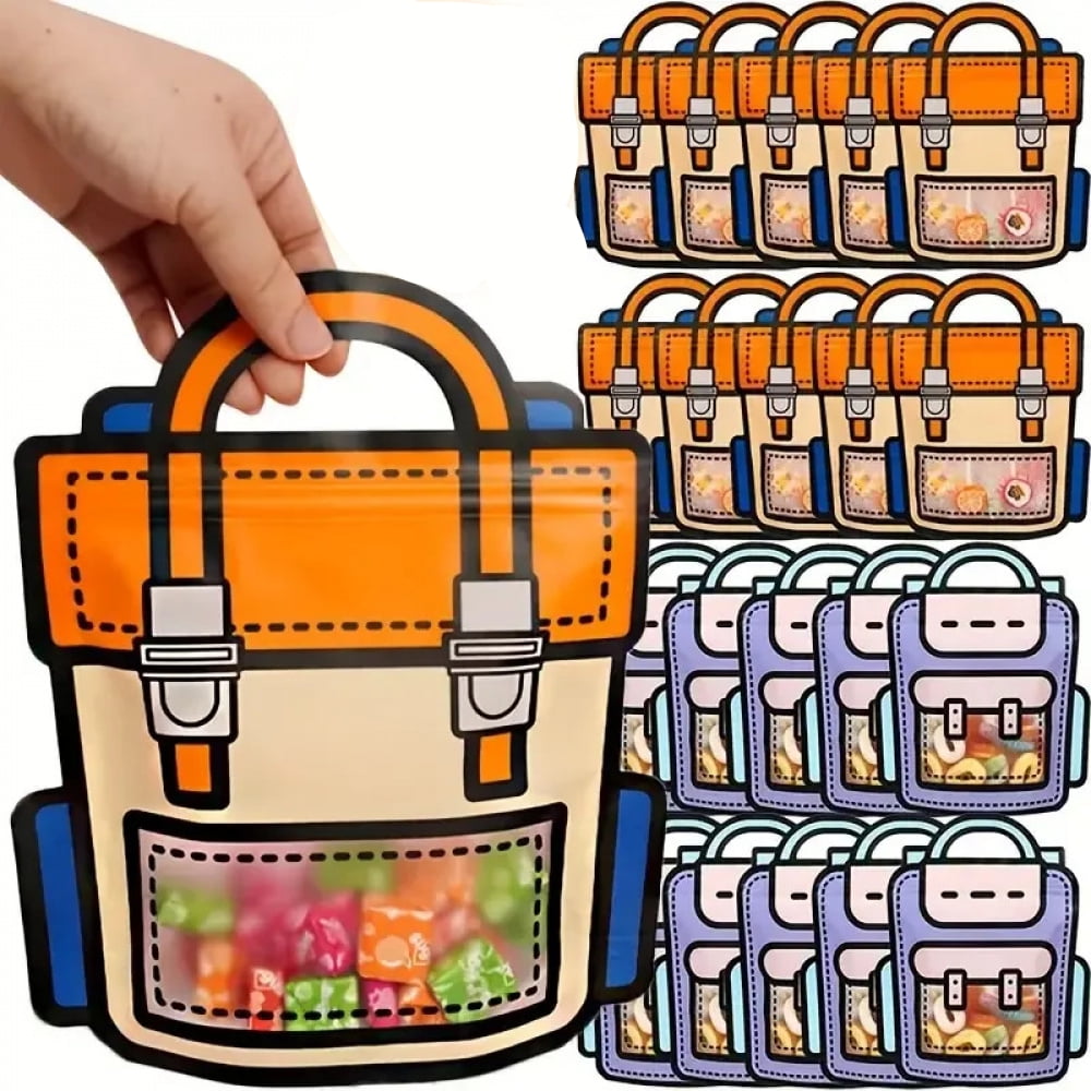 10-Pack Creative School Bag Shape Plastic Zipper Bags - Cookie & Candy ...
