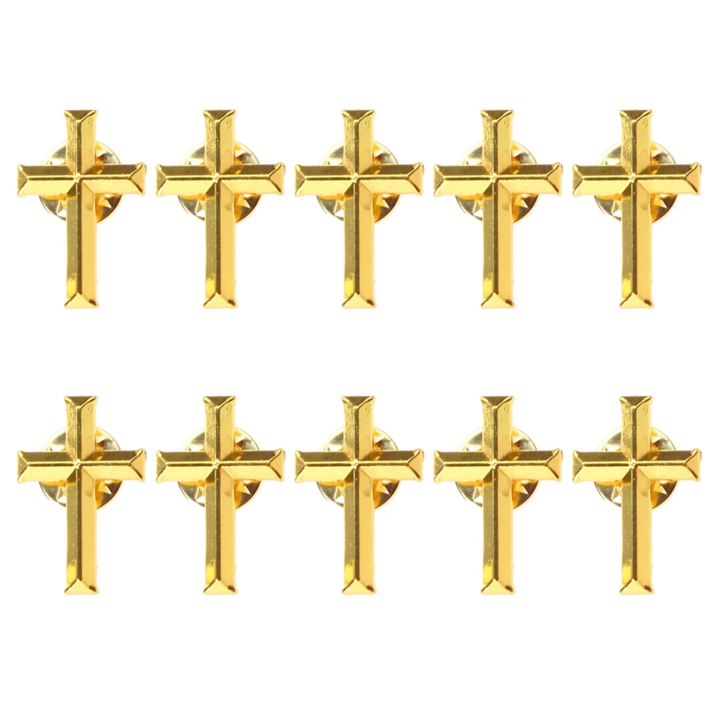 10 Pack Cross Brooch Pin Religious Corsage Alloy Material Lapel Pins ...