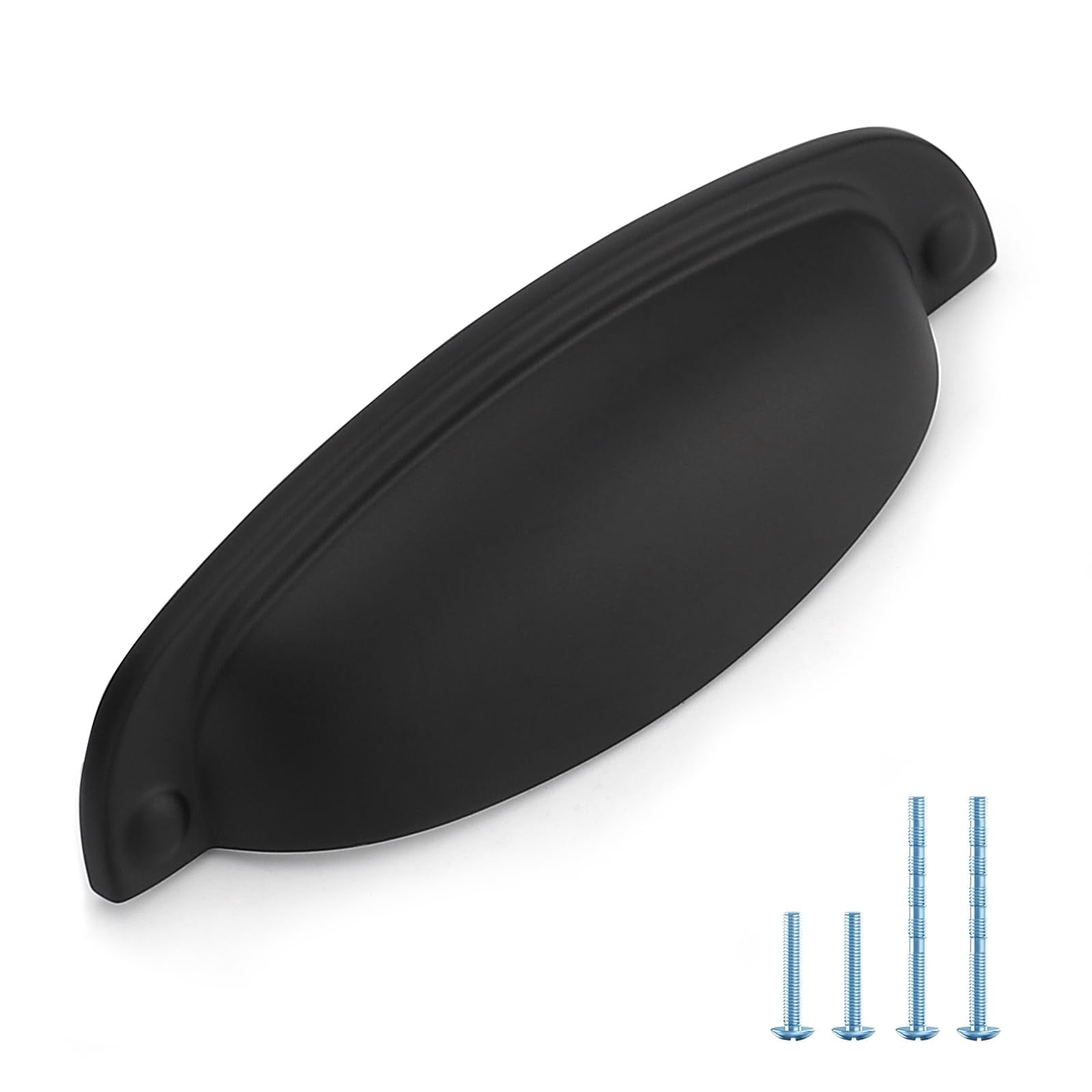10 Pack Cup Pulls 3-3/4" (96mm) Hole Center - Matte Black Zinc Alloy ...
