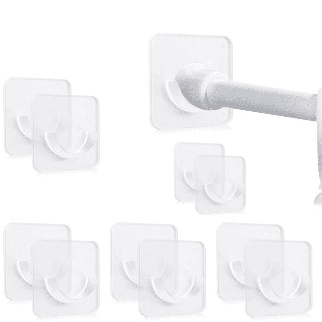 10 Pack Curtain Rod Holders No Drilling, Adhesive Shower Rod Holder for ...