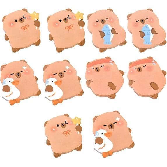 10 Pack Cute Capybara Sticky Notes Set 4 Shapes Random, Cartoon ...
