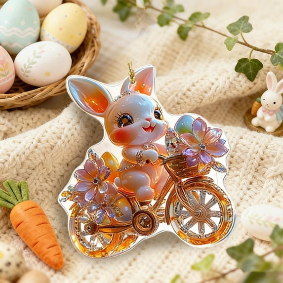 10 Pack Cute Easter Bunny Hanging Ornament 2D Flat Acrylic Keychain ...
