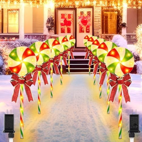 10 Pack Cute Lollipop Christmas Lights for Pathway Markers Lights ...