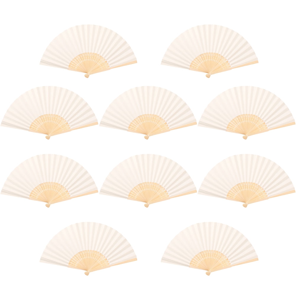 10-Pack DIY Blank Folding Fans for Painting - Wood & Paper Craft Fans ...