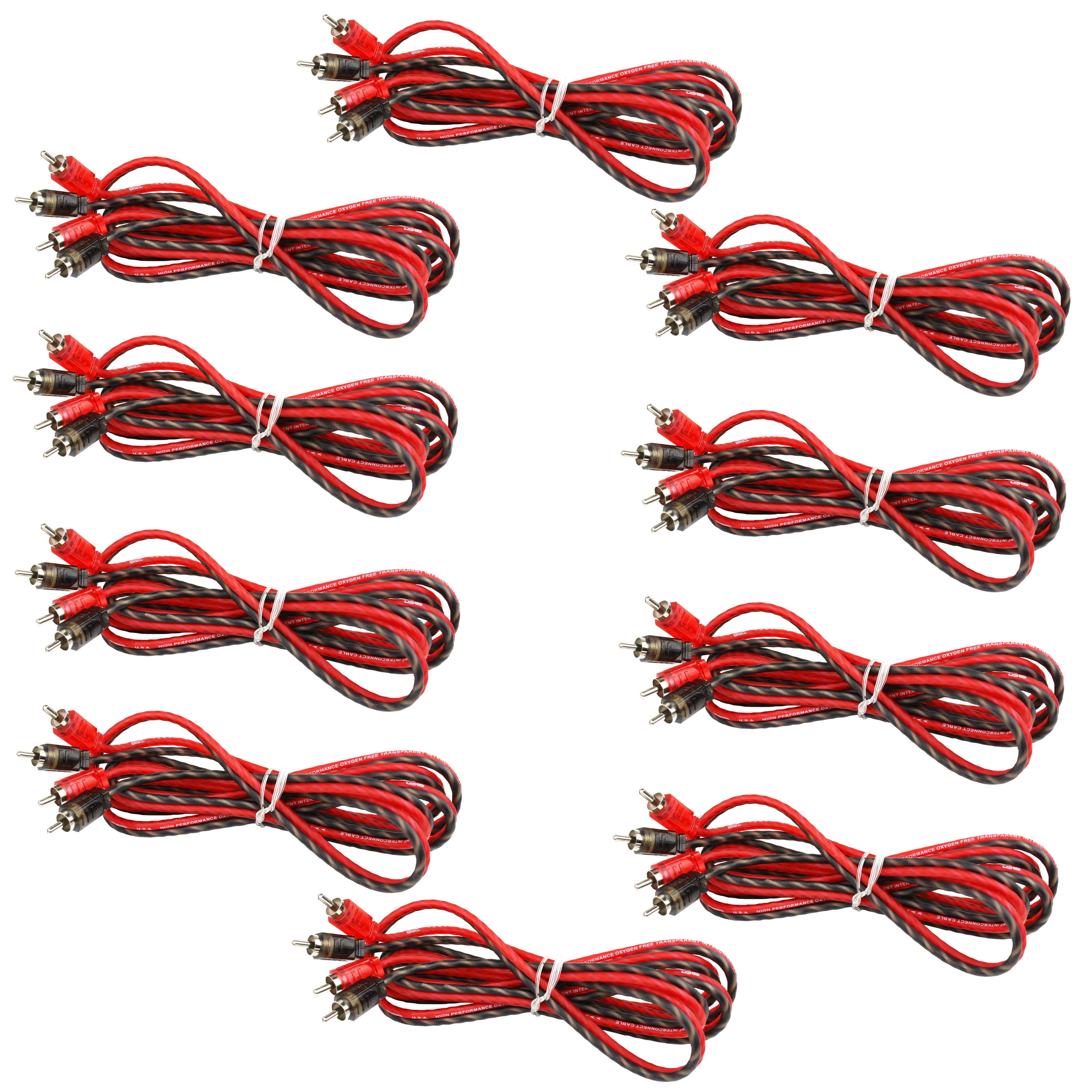 10 Pack DS18 6 ft 2 Channel Shielded Twisted Interconnect RCA Audio Video Cable RCA6FT Lot ...