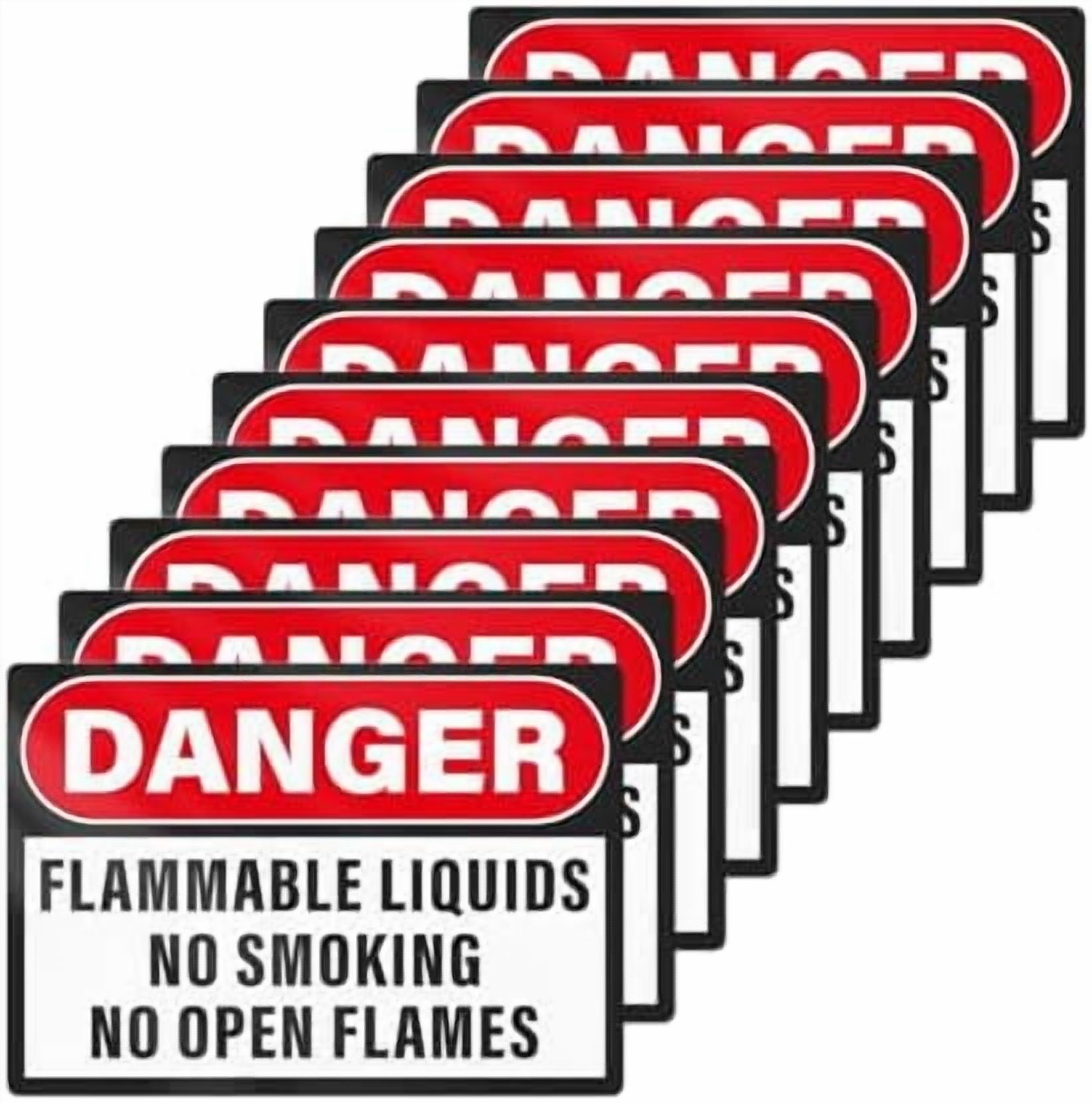 10 Pack Danger Flammable Liquids Stickers 10 × 7 Inches No Smoking or ...