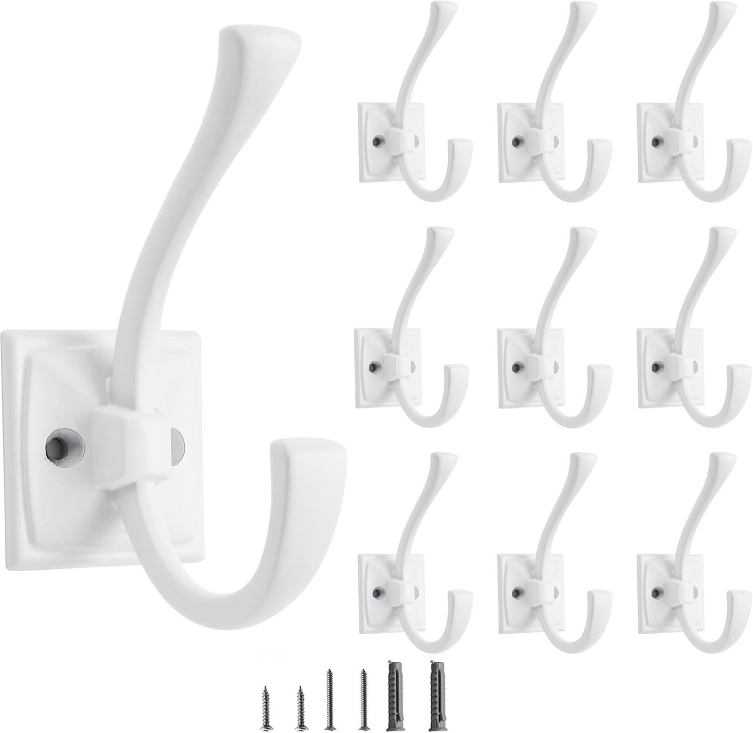 10 Pack Decorative Heavy Duty Towel Hooks for Hanging Robe Double White ...