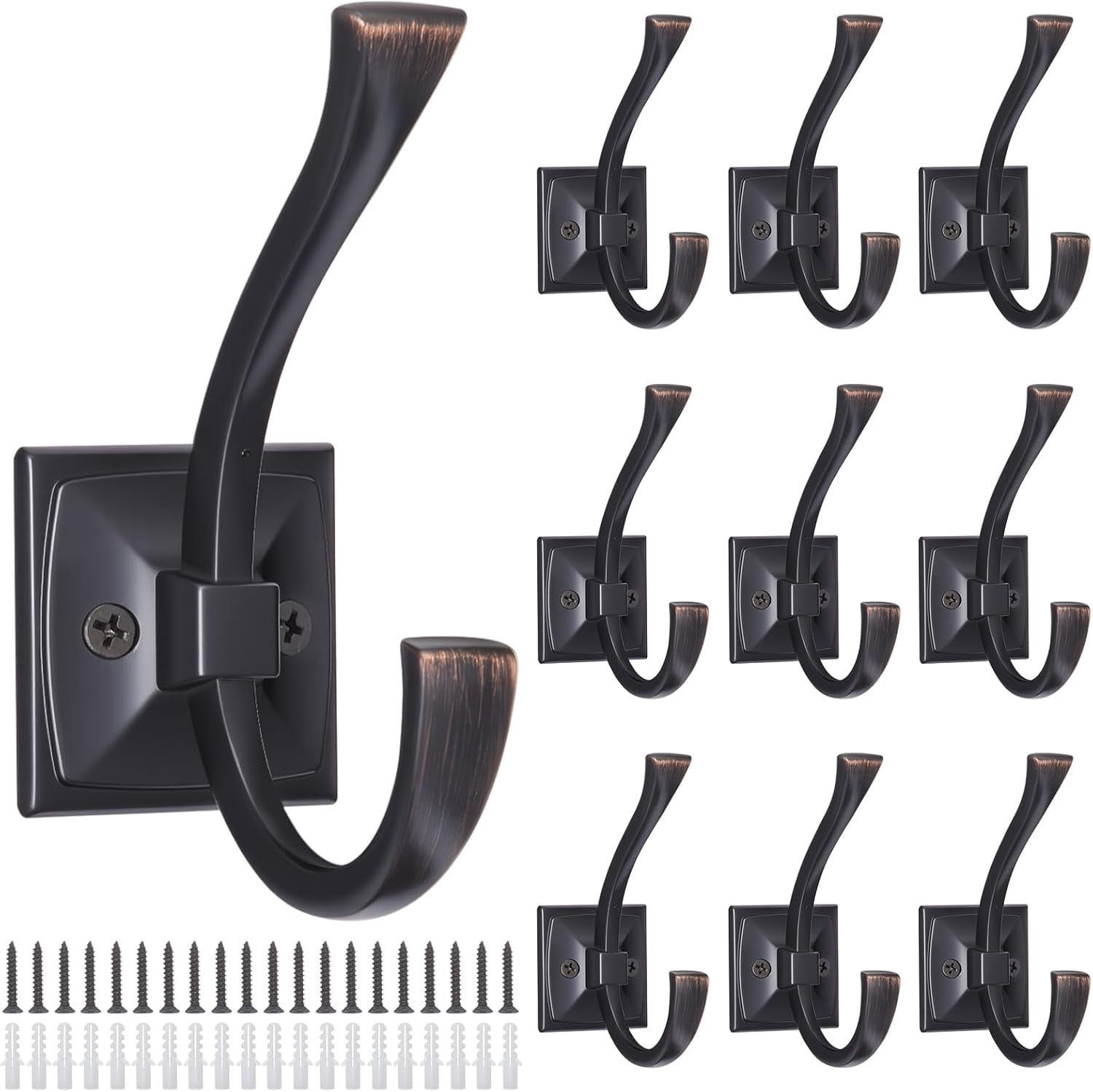 10-Pack Decorative Towel Hooks for Bathroom - Heavy Duty Wall-Mounted ...