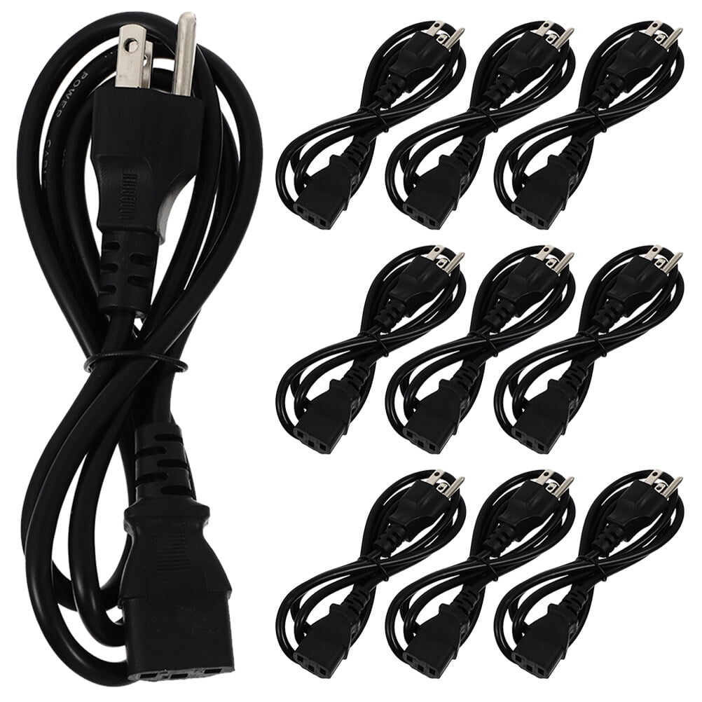 10 Pack Desktop Monitor Computer Universal 3 Feet Power Cord Cable ...