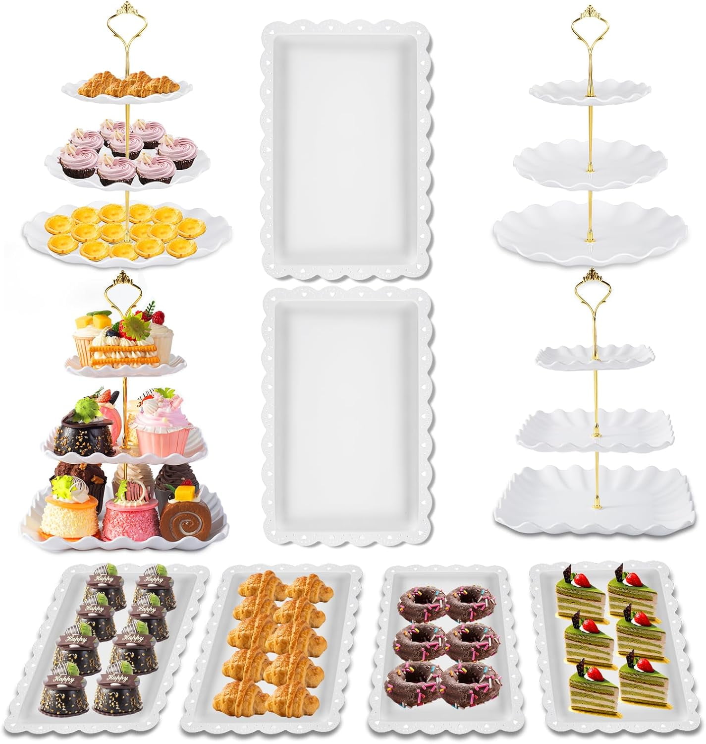 10 Pack Dessert Table Display Set, 4 Sets 3 Tier Cupcake Stand, 6 Pcs ...