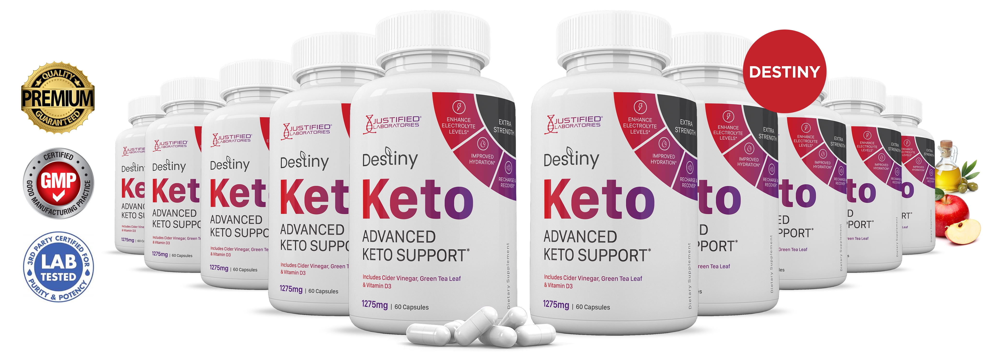(10 Pack) Destiny Keto ACV Pills 1275mg Alternative to Gummies Dietary ...