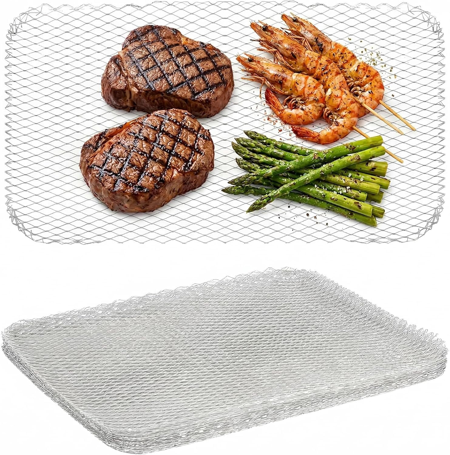 10 Pack Disposable Grill Topper, 15.3x12.2" Non-Stick Aluminum BBQ ...