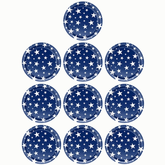 10 Pack Disposable Paper Plates with Star Pattern for Party Events and ...