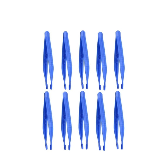 10-Pack Disposable Plastic Tweezers - Small Blue Craft Tweezers for Lab ...