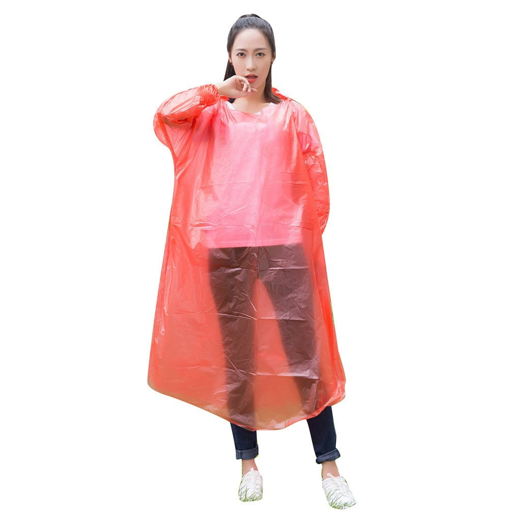 10-Pack Disposable Rain Ponchos for Adults - Hooded Raincoats for Women ...