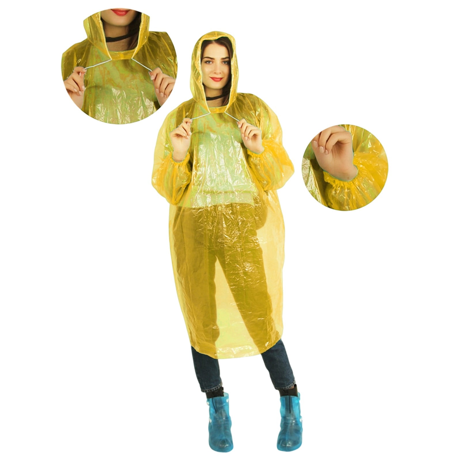 10 Pack Disposable Rain Ponchos with Drawstring Hood- for Adults ...