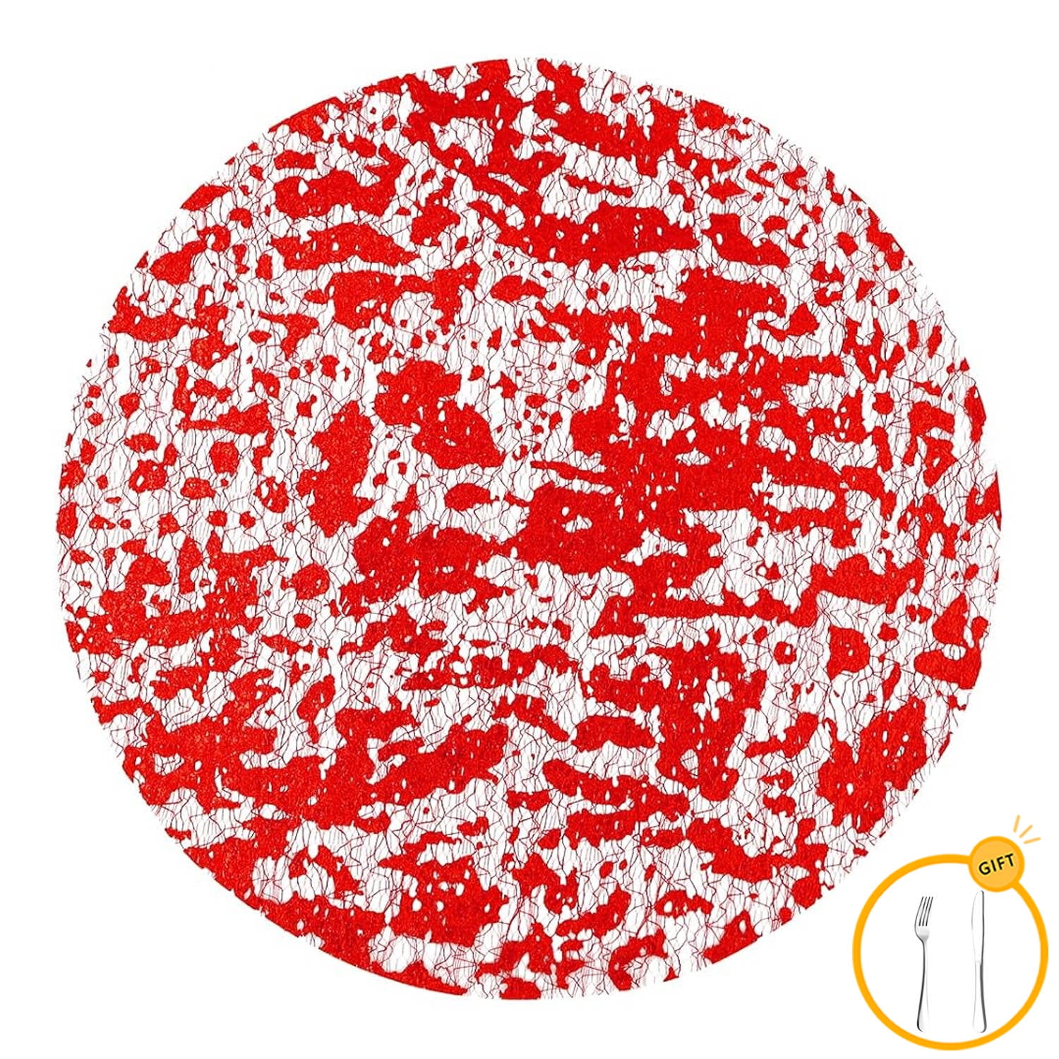 10 Pack Disposable Red Placemats with 2 Pcs Silverware Set, Metallic ...