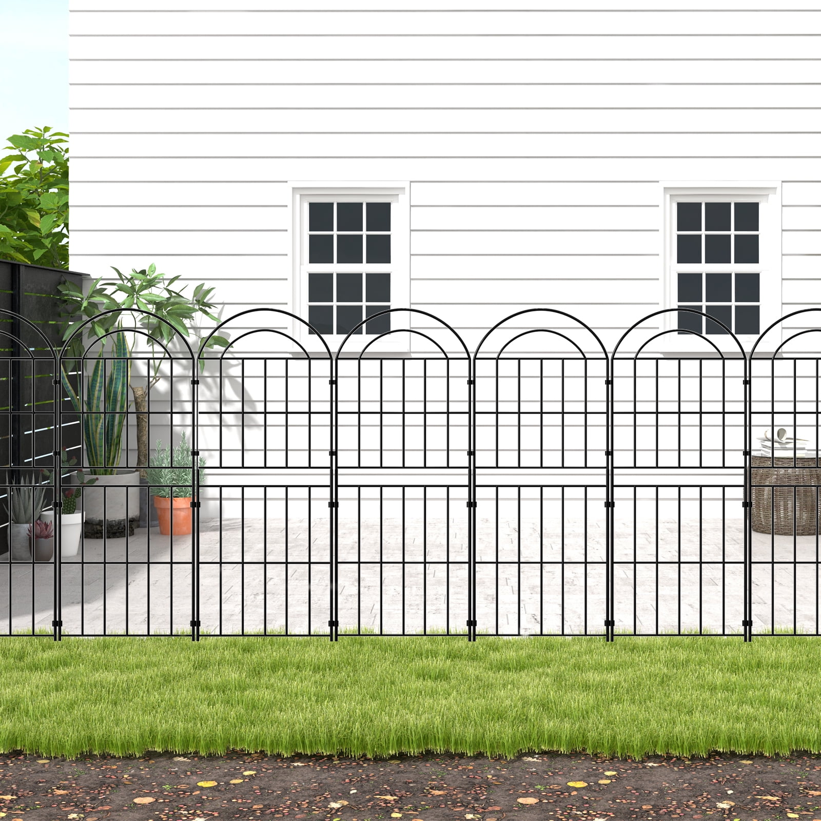 10-Pack Double-Arc Metal Garden Fence Decorative Outdoor Barrier for ...