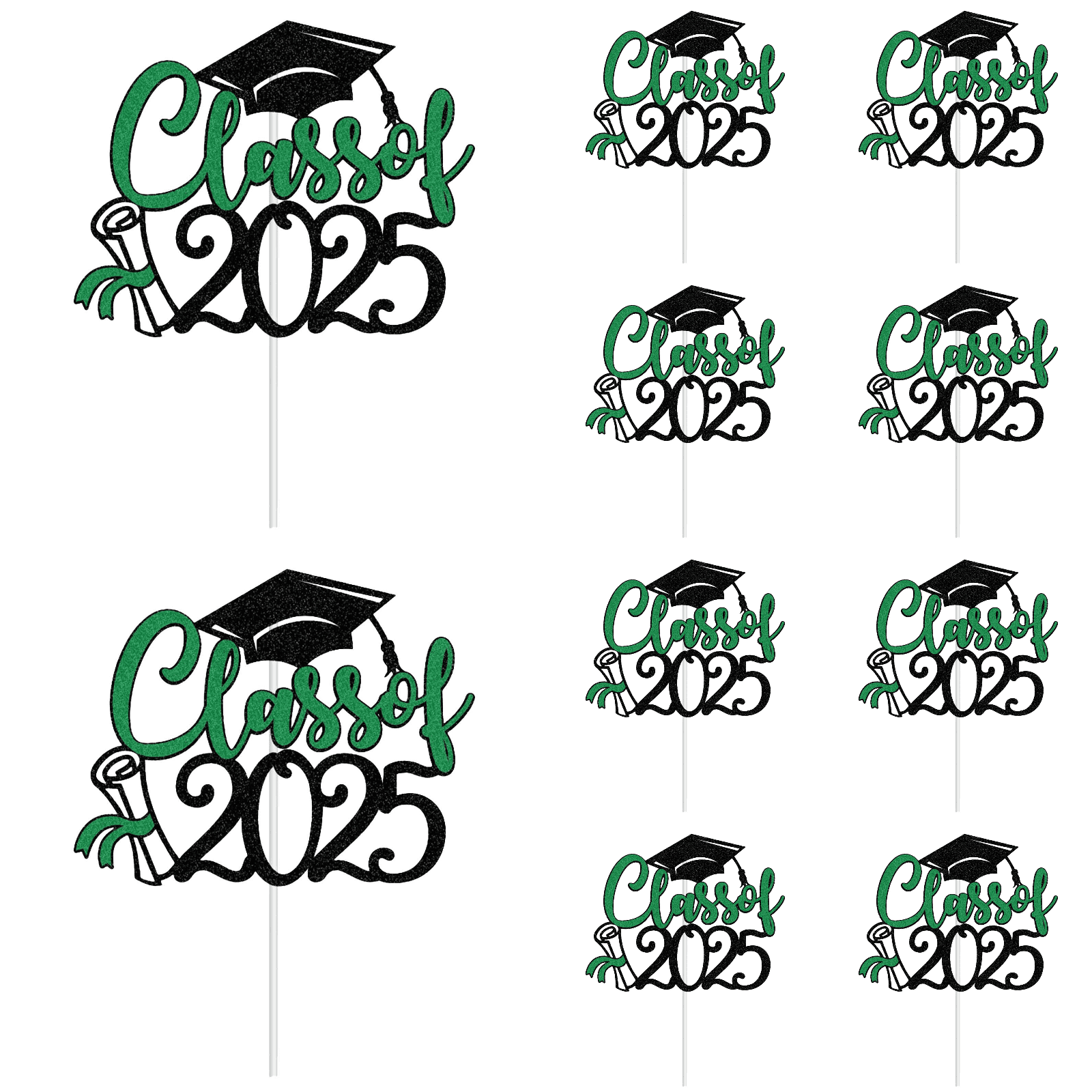 10 Pack Double Sided Class of 2025 Graduation Party Centerpiece Sticks ...