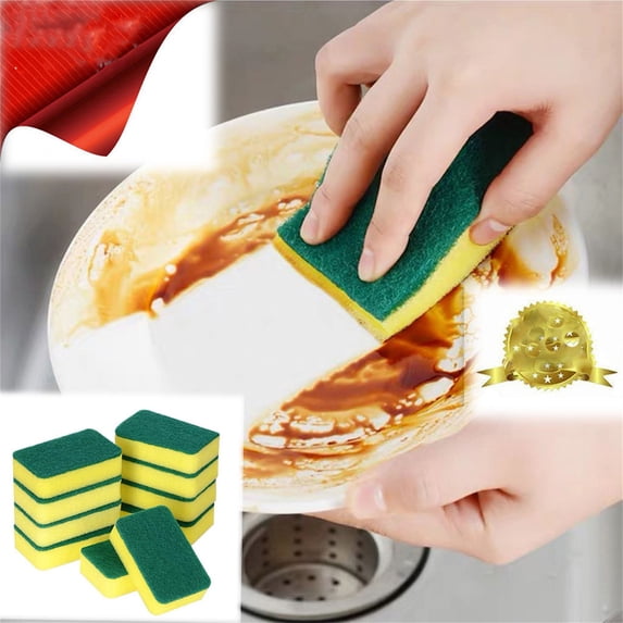 10-Pack Double-Sided Dishwashing Sponge Set - Non-Scratch Kitchen ...