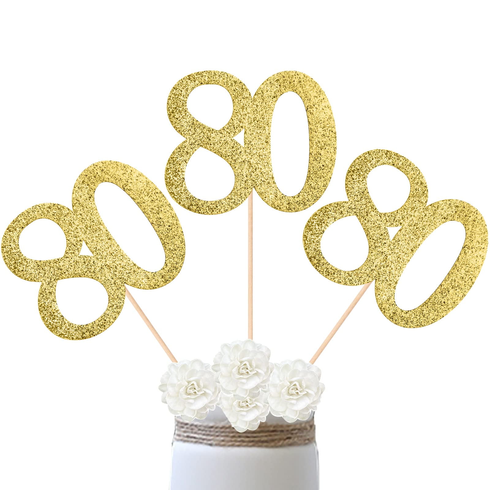 10-Pack Double Sided Glitter 80th Birthday Centerpiece Anniversary ...