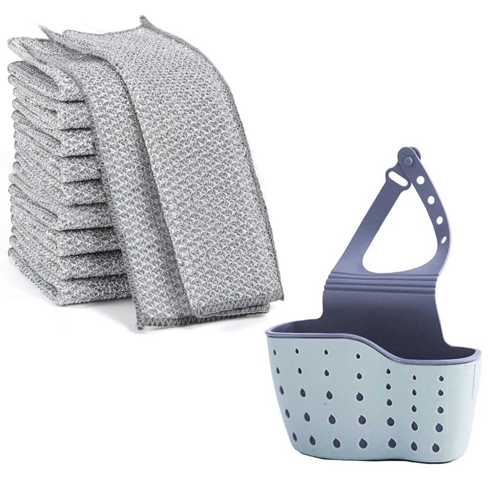 10-Pack Double Stainless Steel Scrubber Pads Non-Scratch Heavy Duty for ...