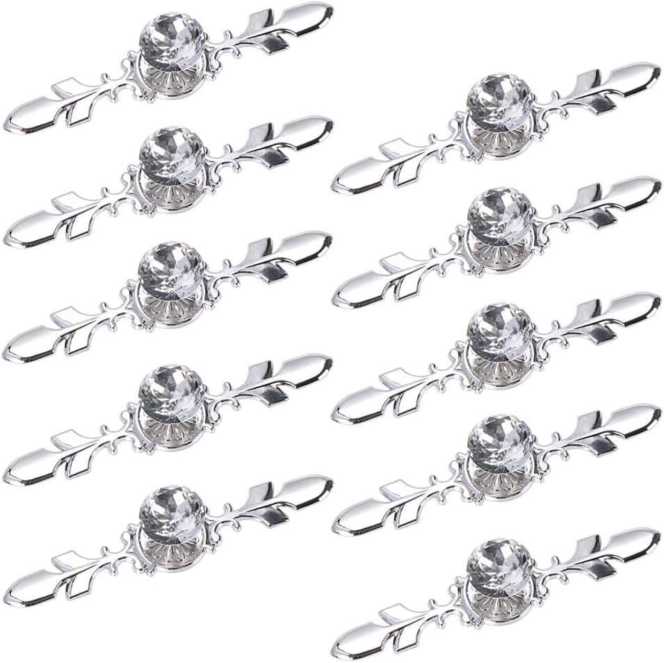 10 Pack Drawer Dresser Knobs Pull Handles, Crystal Glass Diamond ...