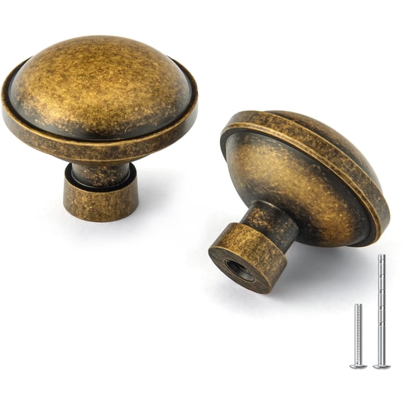 10 Pack Drawer Knobs 1-1/4 Inch Antique Brass Kitchen Cabinet Knobs ...