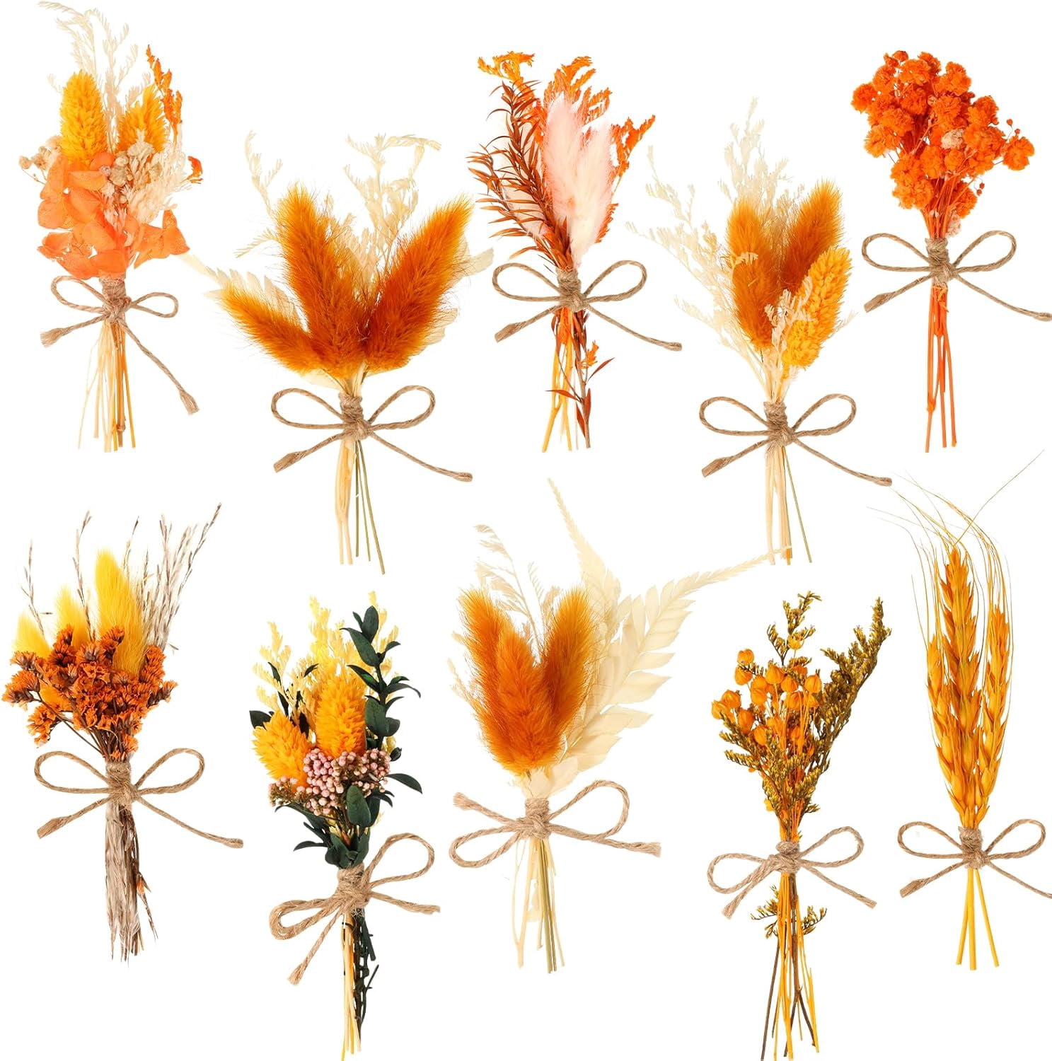 10 Pack Dried Flower Bouquets Mini Dried Flower with Stem Dried ...